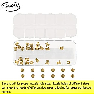 GUOFALDE Brass Jet Nozzles, Range Stove Oven Orifice Conversion Kit M6x0.75 mm Gas Spray Tip 0.3/0.4/0/7/0.8/0.9/1.0/1.1/1.2/1.5/1.7/1.9mm(Pack of 36), Propane Lpg Gas Pipe Parts, Propane Orifice