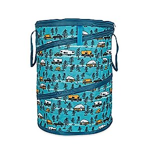 Camco Life is Better at The Campsite Pop-Up Utility Container | 18 x 24-inch | A Compact Size for Multi-Purpose Use | Sketched RVs and Trees Pattern (42987)