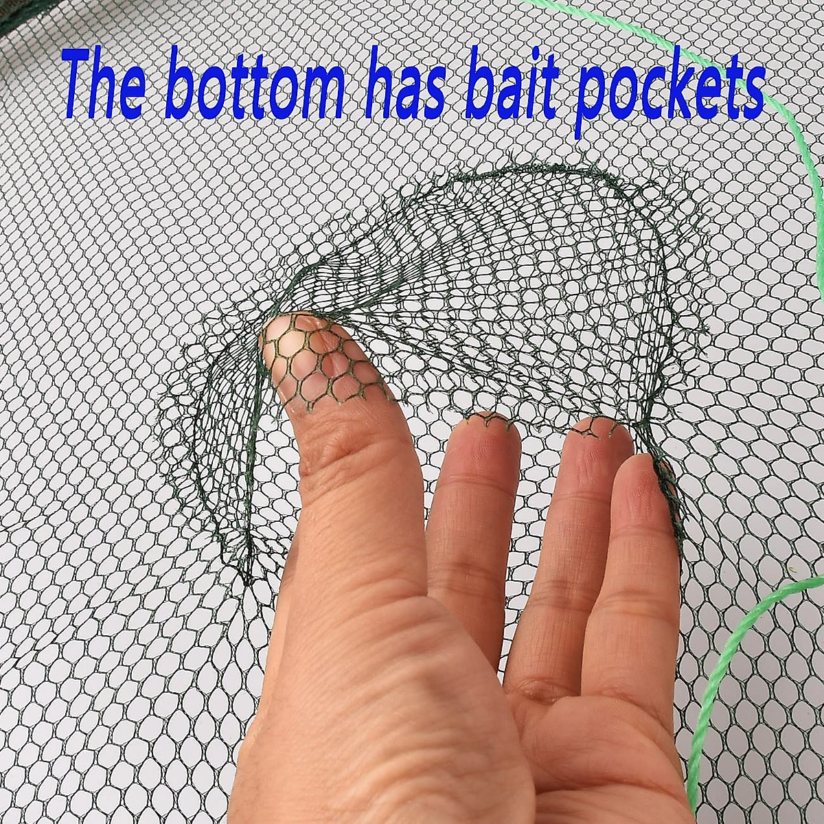 Foldable Fishing net Hand cast net, Shrimp net Crab net Fishing net Crayfish Hand cast cage (Top: 39.4in/Bottom:31.5in)