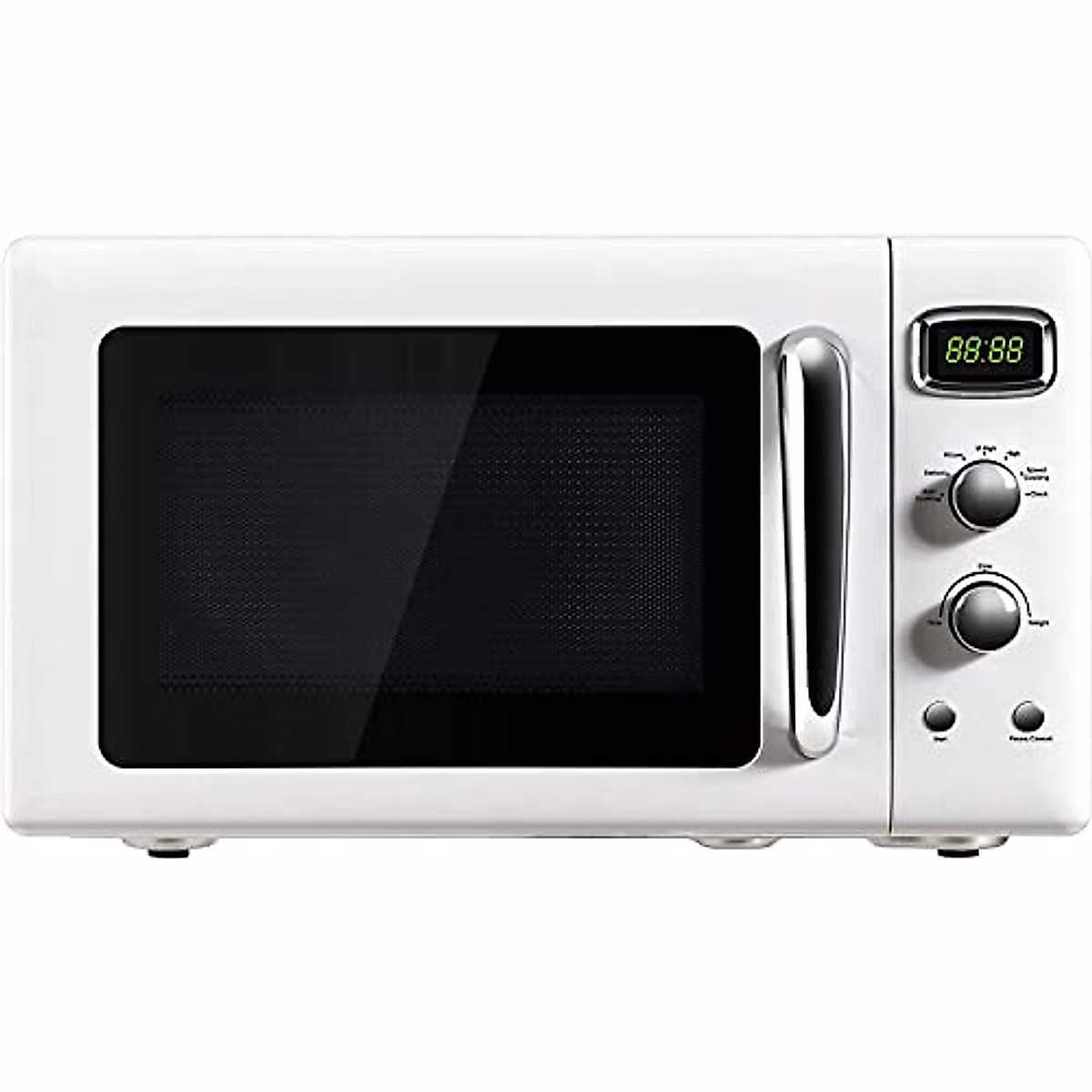 MEDIMALL 0.9Cu.ft Retro Countertop Microwave Oven, 900W Digital Microwave Ovens with 5 Micro Power Levels, LED Display, Easy Clean Interior and Child Lock, Vintage Countertop Microwave (White)