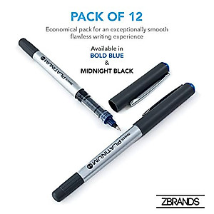 ZBRANDS // Platinum Roller Pens, Pack of 12, 0.5mm Micro Point Rollerball (Blue)