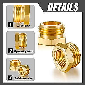 G1/2 Female to GHT 3/4 Male Hose Adapter Brass Threaded Pipe Fitting Hose Connector Hose Coupler Water Hose Adapter Garden Hose Swivel (2 Pieces)