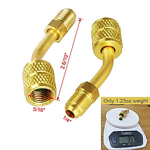 LBG Products R410a Adapter with Thimble for Air Conditioner Ductless Mini Split HVAC System, 5/16 '' Female SAE Quick Couplers x 1/4'' Male Flare(3 Pcs)
