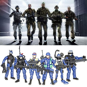 YEIBOBO ! 6 Pack Soldiers Action Figure Set - Army Men SWAT Team Toy (Future X-Cops)