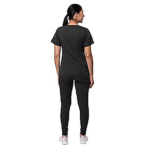 Adar Pro Flawless Plus Scrub Set for Women - Elevated V-Neck Top & Jogger Scrub Pants - P9600 - Black - M