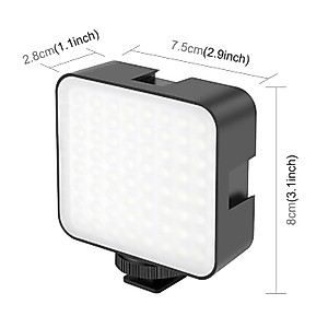 LED Video Light with 3 Cold Shoe, PULUZ on Camera Video Light LED 49 3W Dimmable Video Splicing Fill Light with 1/4" Thread for Canon for Nikon for Sony and Other DSLR Cameras