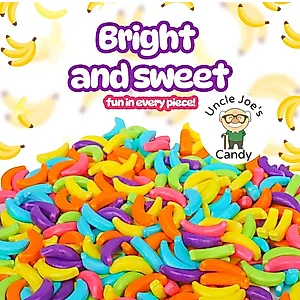Uncle Joes Hard Banana Runts Candy, Bulk Pack in Resealable Bag, 2 lb - Perfect Joy Ride Candy for Banana Candy Lovers