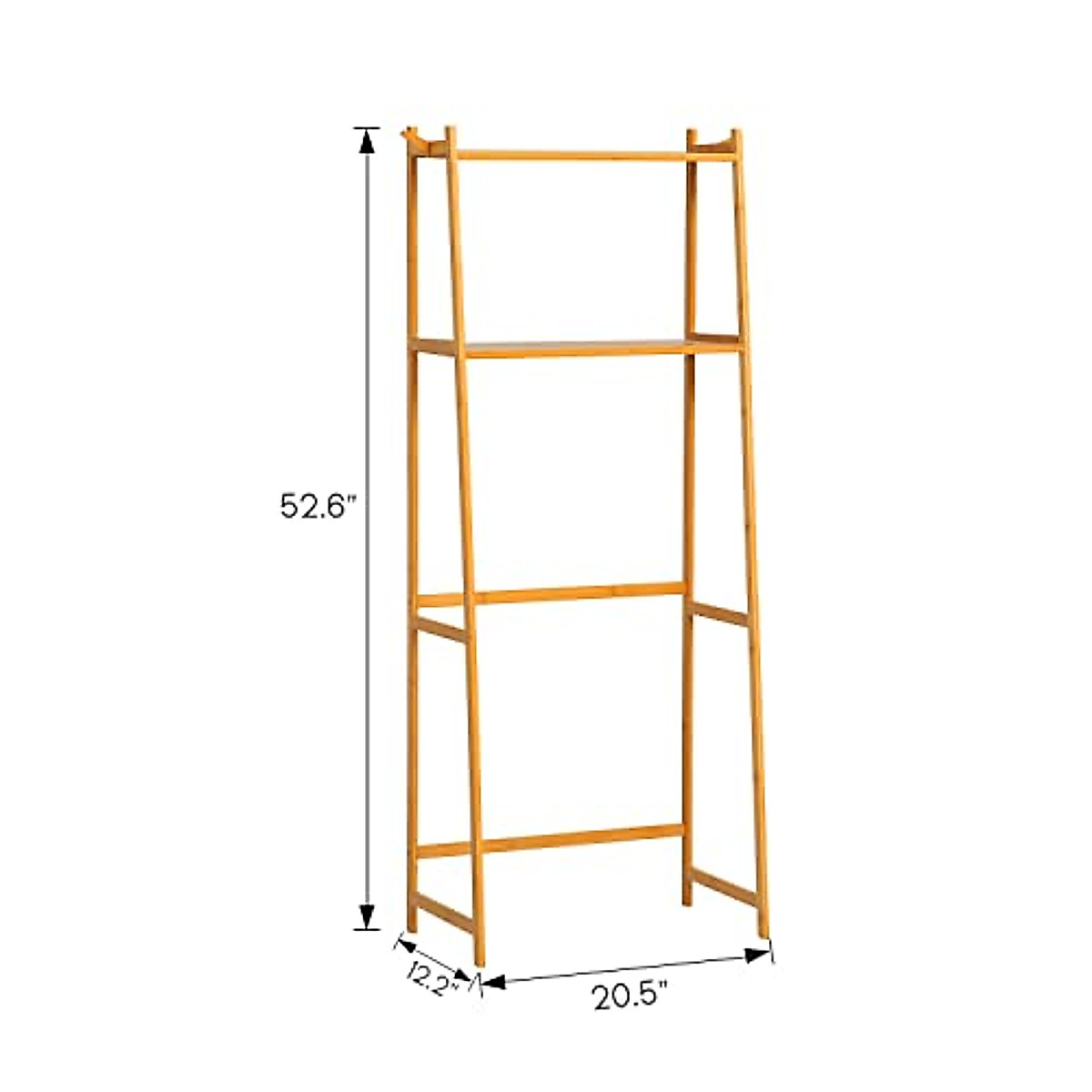 MoNiBloom 2-Tier Bamboo Over The Toilet Storage Rack with Hooks Freestanding Bathroom Space Saver Corner Stand Storage Organizer, Natural