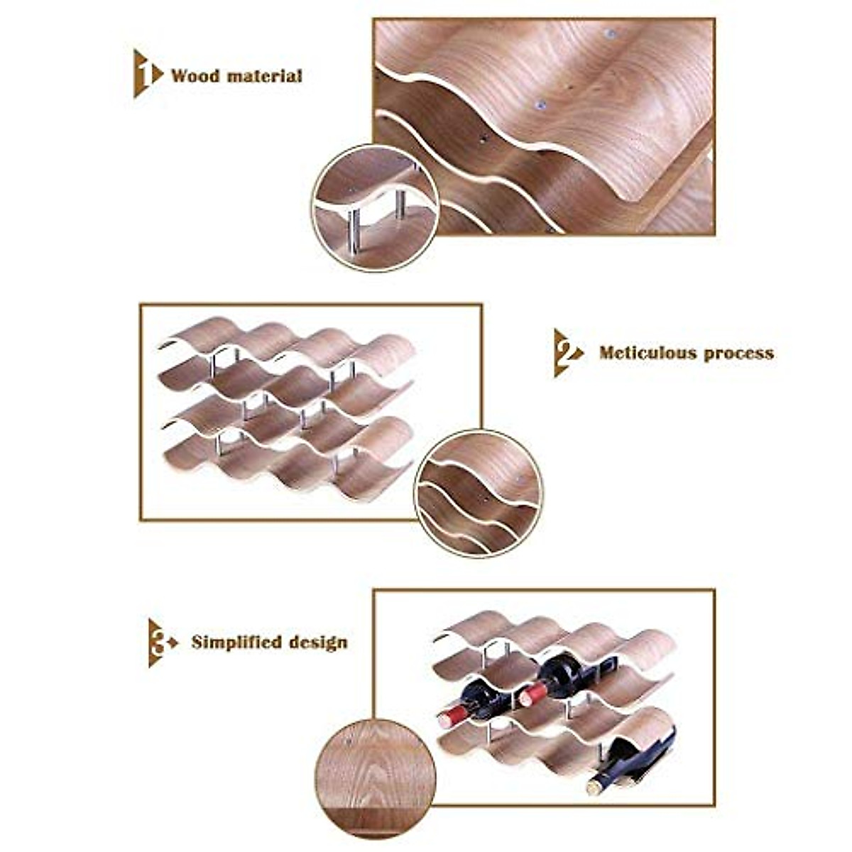 Creative Simplicity Creative Simplicity Wine Racks in 4 Layers to 14 Bottles Creative Simplicity Wine Racks in Corrugated Form Creative Simplicity Wine Rack for Home Decoration, Mounted, Removable,