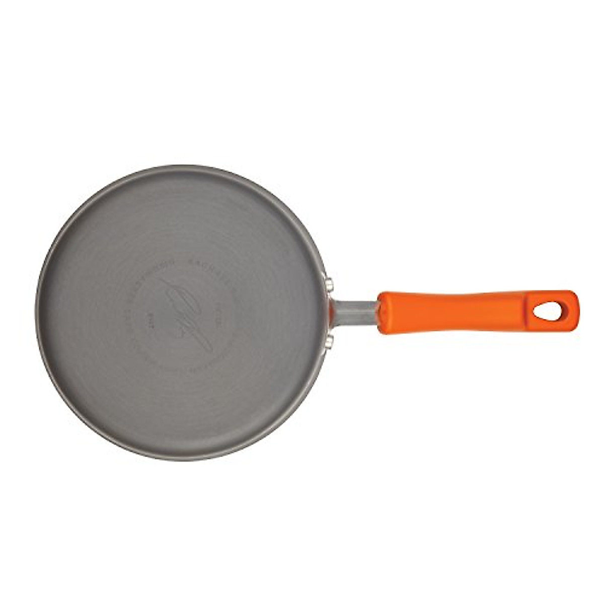 Rachael Ray Brights Hard Anodized Nonstick Sauce Pan/Saucepan with Lid, 3 Quart, Gray with orange handles