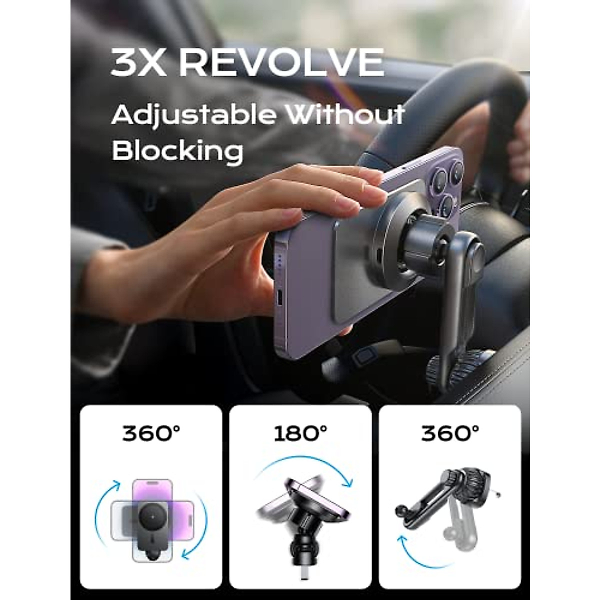 LISEN for Magsafe Car Mount Charger - Magsafe Wireless Car Charger - Magnetic Air Vent Car Phone Holder - 15W Fast Charging Compatible with iPhone 14/13/13 Series