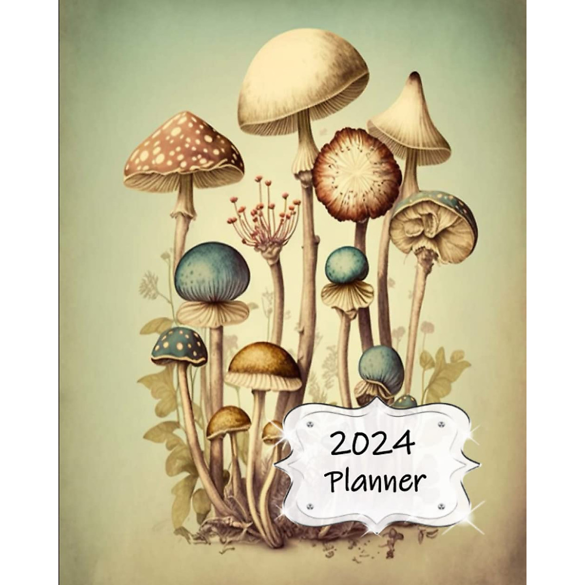 2024 Planner: Daily Weekly and Monthly Calendar | Schedule Organizer | January to December | Vintage Mushroom