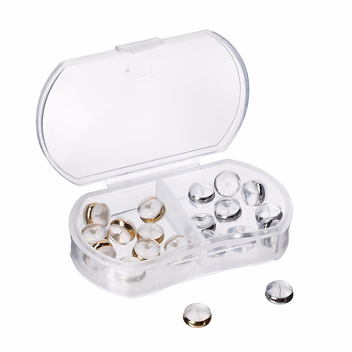 Earring Backs, 18K Gold Silicone Earring Backs for Studs/Droopy Ears, Locking Secure Rubber Earring Backs for Heavy Earring, No-Irritate Hypoallergenice Soft Clear Earring Backs Replacements(10 Pairs)