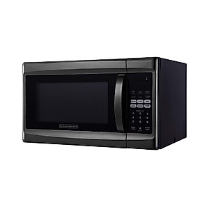 Black+Decker 1000 Watt Stainless Steel Small Microwave Countertop Oven with 6 Cooking Modes, Digital Touch Controls, and Display, Black