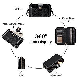 S-ZONE Crossbody Cell Phone Purse Wristlet Wallets for Women RFID Blocking Phone Wallet with 2 Straps