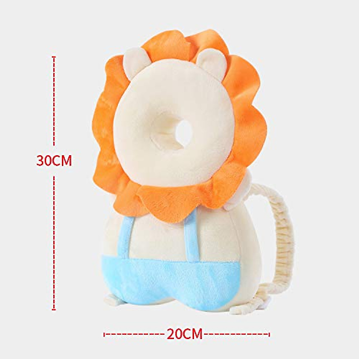 Baby Walker Head Protector Toddler Adjustable Baby Head Protection Backpack Wear Safety Pad (White Lion)