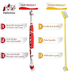 RosyLife Dog Toothbrush pet Toothbrush Finger Toothbrush Small to Large Dogs,Cats with Soft Bristles Non Slip Dual Head Dog Toothbrush