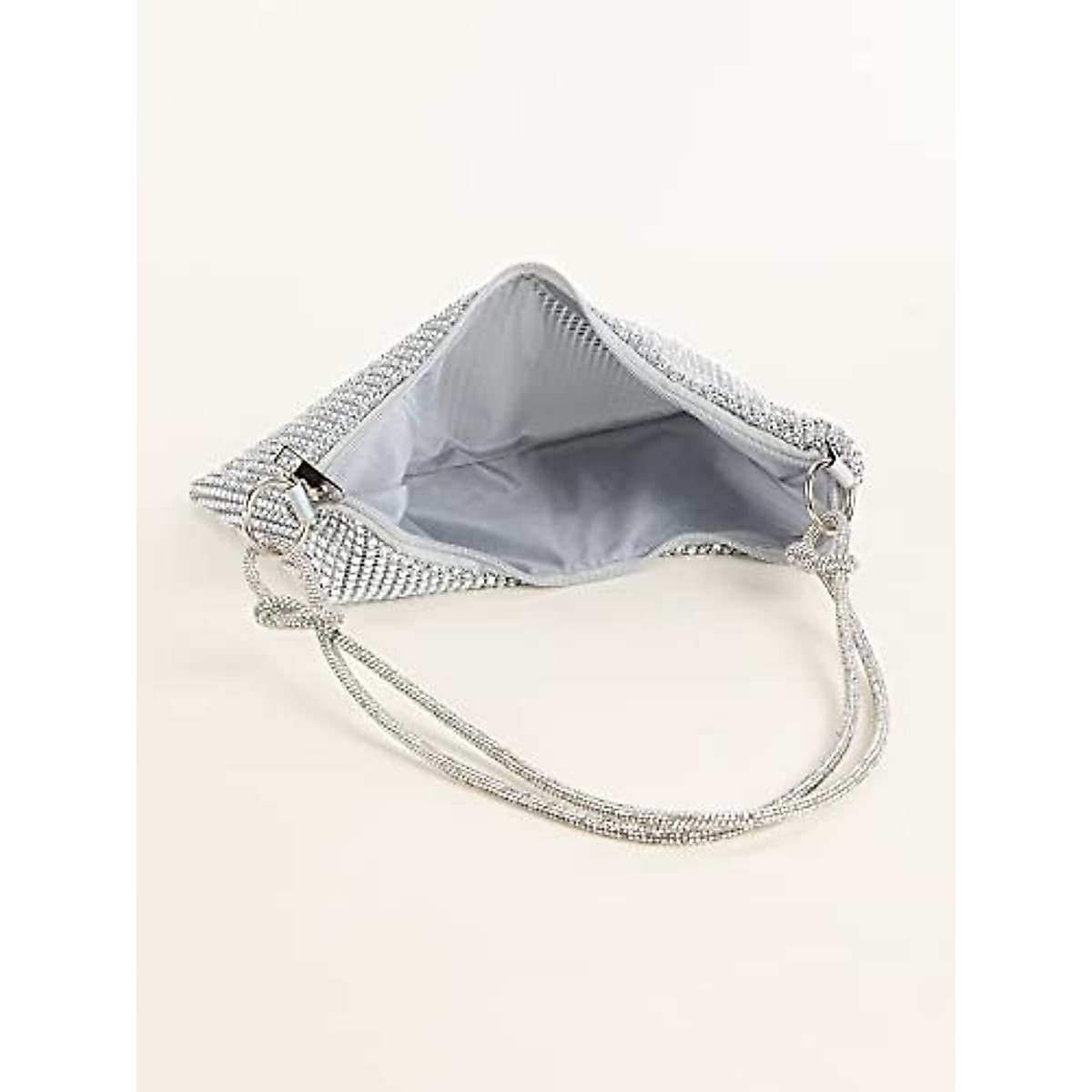 Verdusa Women's Glitter Rhinestone Hobo Handbag Evening Bag Purse Silver one-size