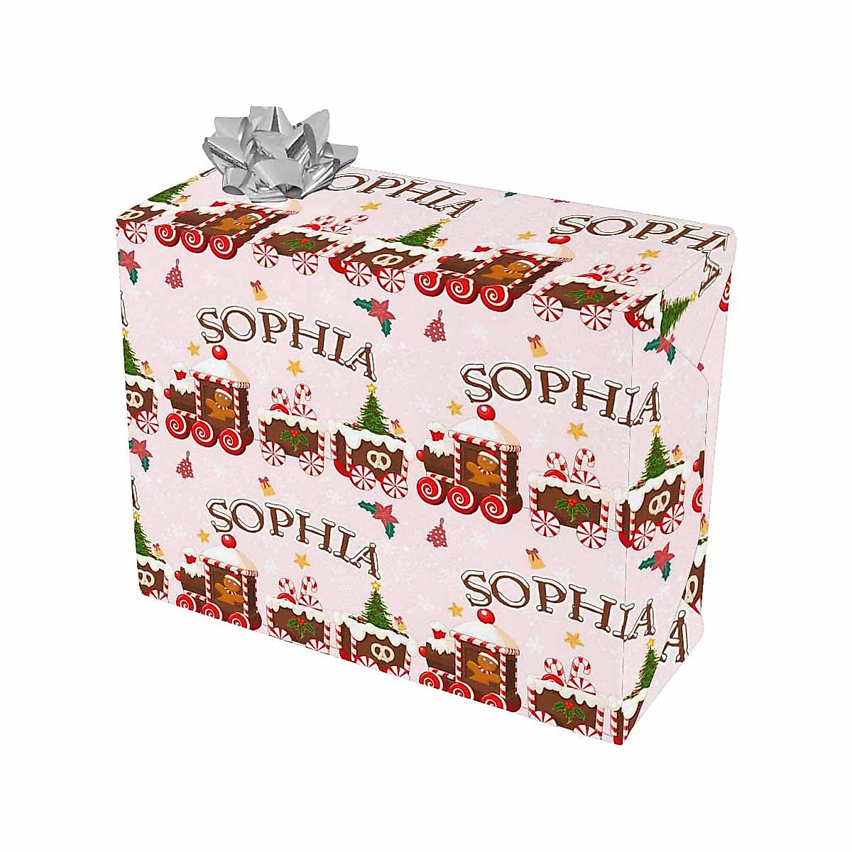 Artsadd Custom Christmas Wrapping Paper Rolls with Name Xmas Snowflake Personalized Birthday Gift Wrapping Paper for Kids Men Women 58"x 23"