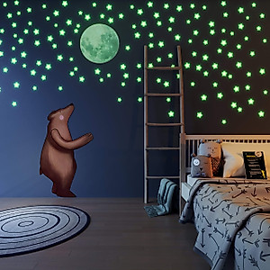 Glow in The Dark Stars and Moon for Ceiling, Luminous Stars and Moon Wall Decal, Wall Decor, Sticky Fluorescence Stars, Gift for boy and Girl Perfect for Kids Nursery Bedroom Living Room