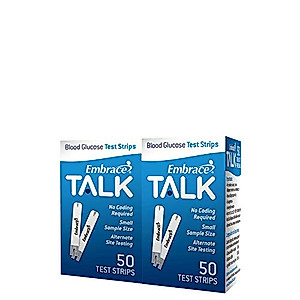 100ct Embrace Talk Blood Glucose Test Strips Includes 100 Lancets
