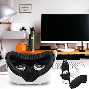 Gorliskl Facial Interface for Oculus Quest 2 ，Resilient VR Facial Vent Soft Interface Bracket &Anti-Leakage Light PU Leather Foam Face Cover Replacement Pad（Widened Version） Upgrade Accessories