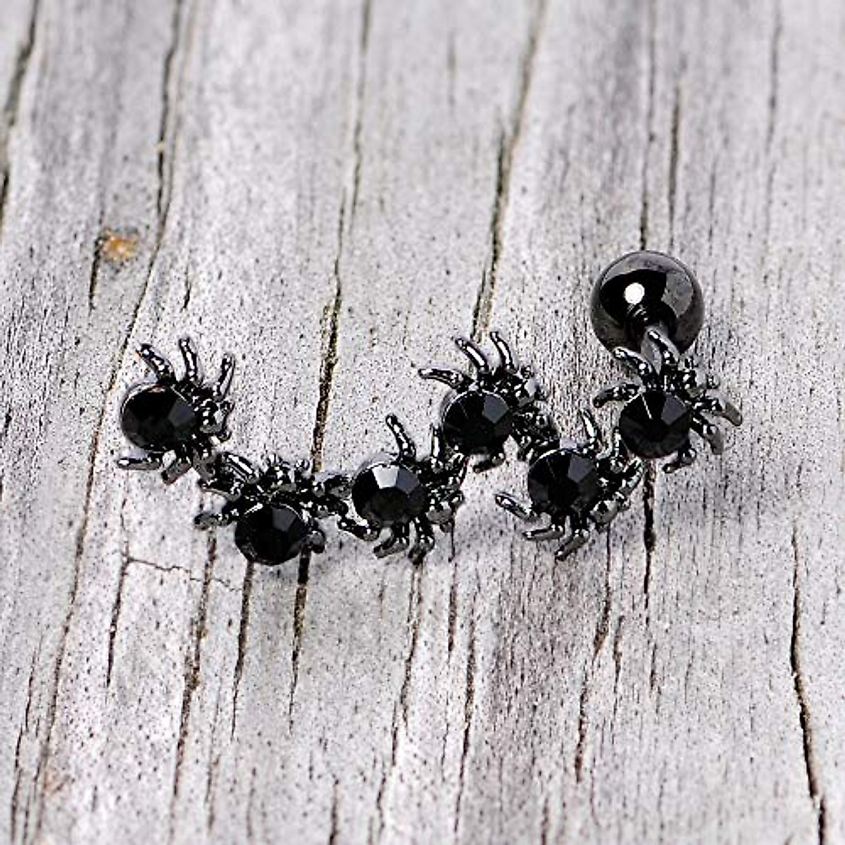 Body Candy 16G Womens 6mm Black PVD Steel Clear Accent Spiders Cartilage Earring Helix Tragus Jewelry 1/4"
