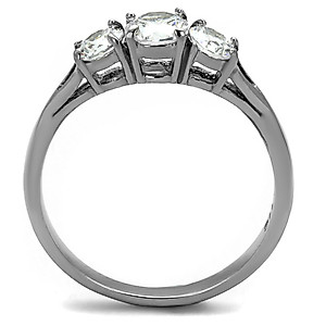 Marimor Jewelry Women's Three Stone .96 Carat Zirconia Stainless Steel Anniversary Ring Size 8