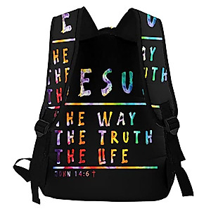 Jesus is The Way The Truth The Life Laptop Backpack School Bookbag, Polyester Anti-Theft Stylish Casual Daypack Bag with Luggage Strap, Travel Business College School Bookbag