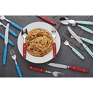 ANNOVA Silverware Set 20 Pieces Stainless Steel Cutlery Color Handle With Rivet/Retro Flatware - 4 x Dinner Knife; 4 x Dinner Fork; 4 x Salad fork; 4 x Dinner Spoon; 4 x Dessert Spoon (Red) Christmas