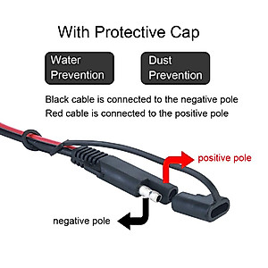 Ovitar O Ring Terminal SAE Cable - 12V-24V Quick Disconnect Extension Cable 2 Pin DC Connection Cord Plug for Camp Trailer Solar Panels Battery