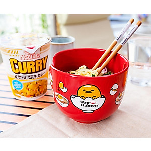 Sanrio Gudetama x Nissin Top Ramen 20-Ounce Noodle Bowl and Chopstick Set