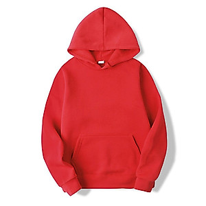TUVEKE Red Men's Hoodie Sweatshirt Pullover Fleece Hooded Athletic Sweat shirt For Men Hoodies Long Sleeve Kangaroo Pockets XL