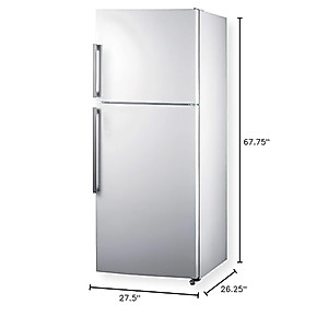 Summit Appliance FF1515W 28" Wide Top Mount Refrigerator-Freezer, Interior LED Lighting, Digital Temperature Control, 13.63 cu.ft Capacity, Frost-free, Open Door Alarm, White Exterior