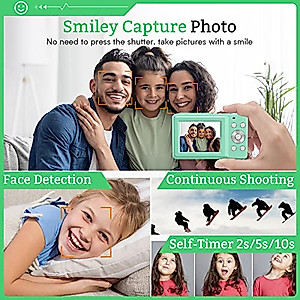 Digital Camera,Kids Camera with 32GB Card,Nsoela FHD 1080P 44MP Compact Vlogging Camera,Point and Shoot Camera 16X Digital Zoom, Portable Mini Kids Camera for Teens Students