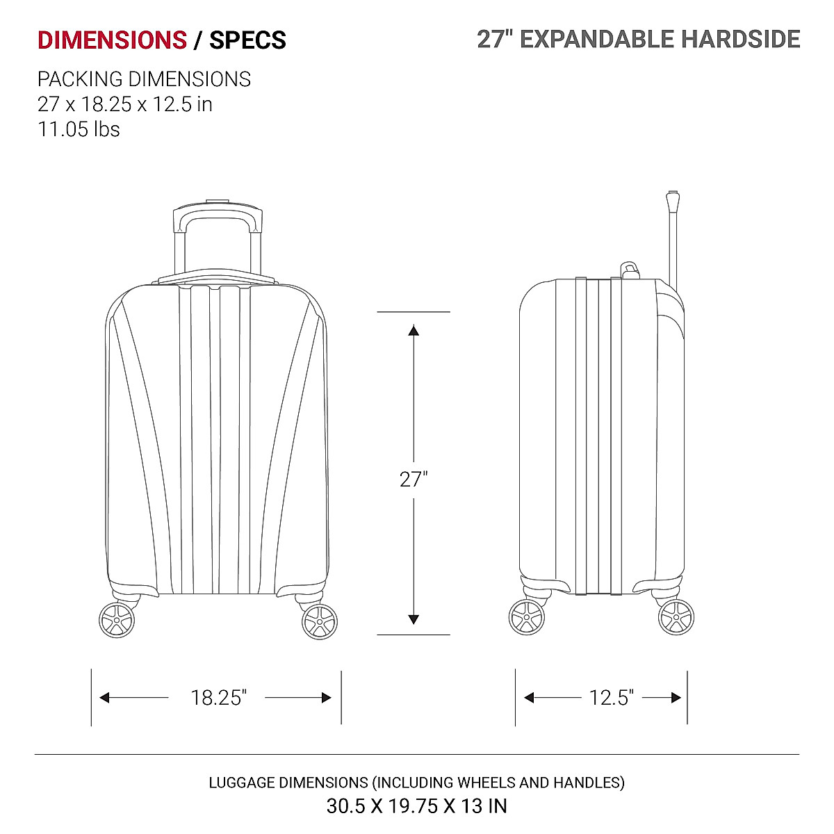 SwissGear 7585 Hardside Expandable Luggage with Spinner Wheels, Silver, Checked-Large 28-Inch