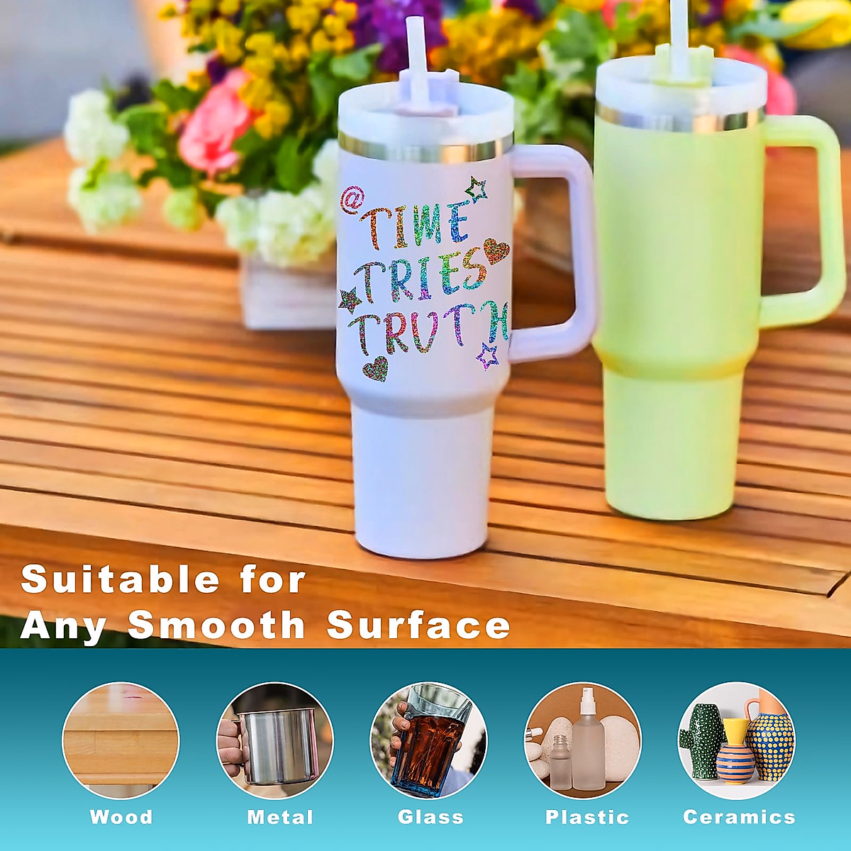 AIERSA Vinyl Letter Stickers for Stanley Cup Waterproof, 6Pcs Cursive Alphabet Name Stickers Tags for Personalized Cup Name Logo,Lettering Water Bottle Stickers for Adult Kids 40 30Oz Cups Accessories