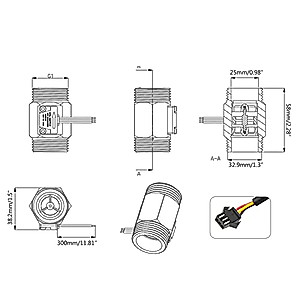 kobeIeen Water Meter Water Meter Industrial for Flowmeter 1 Inch Water