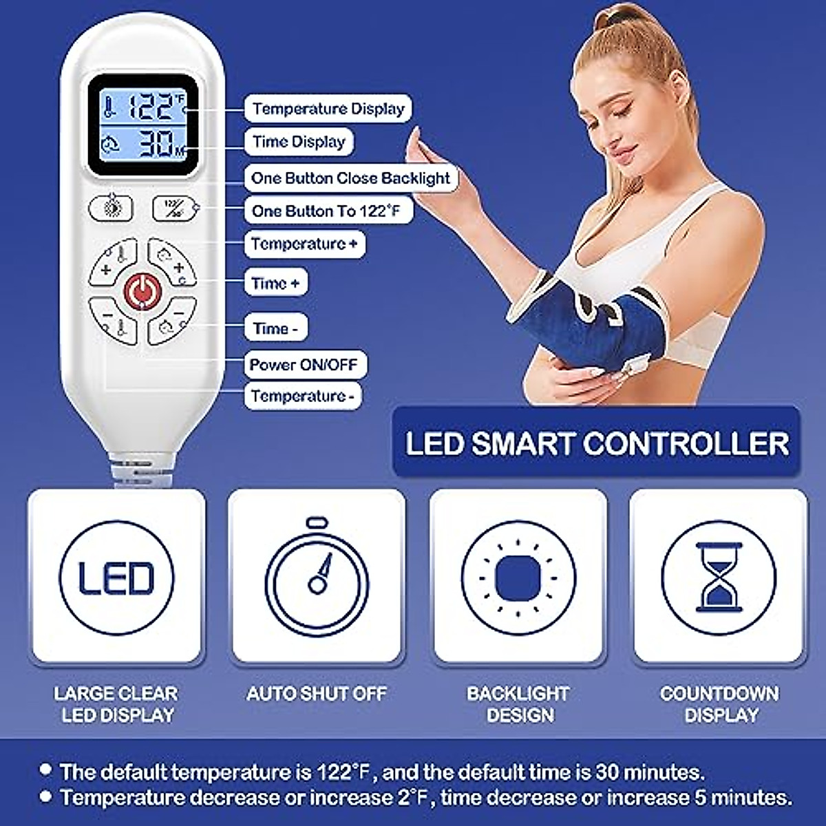 JOBYNA Heating Pad for Elbow Pain, Adjustable Tennis Elbow Pad for Men Women, 86℉-158℉ & Auto Shut Off, Heat Therapy for Golfer's Elbow, Bursitis, Sprains, Strains, Tendonitis, and Arthritis