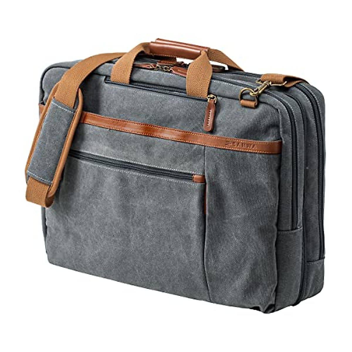 SANWA 17.3 inch Vintage Canvas Backpack, Convertible Laptop Computer Bag, Messenger Bag, Convertible Shoulder Bag Handbag, Compatible with MacBook Notebook, for Men, Women, Travel, College, Gray