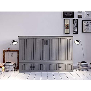 AFI Southampton Murphy Bed Chest with Charging Station, Queen, Grey