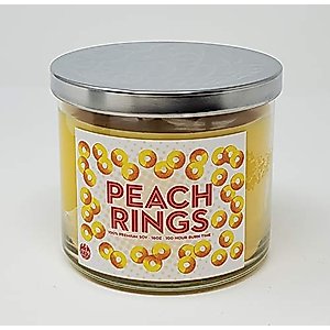 Peach Ring Candle ~ 3 Wick 14.5oz Candle ~ 80 Hour Burn Time ~ Made in USA (14.5 oz, Peach)