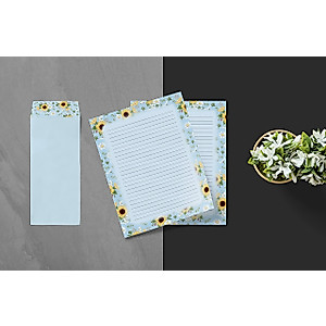 Floral Paper Stationery Set, 100 Piece Set (50 Lined Sheets + 50 Matching Envelopes), Letter Size 8.5 x 11 inch, 6 Designs, Double Sided/Lined Printing Paper, by Better Office Products