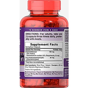 Puritans Pride Grapeseed Extract 100 Mg, 200 Count