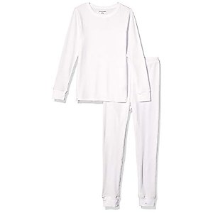 Amazon Essentials Women's Waffle Snug Fit Pajama Set, White, Small