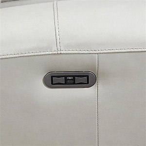 Steve Silver Laurel Leather Dual-Power Reclining Living Room Sofas, Power Headrest/Reclining Leg Rest USB Charging Port, Top Grain Leather, 86" L x 40" W x 40" H, Ivory