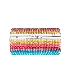 GripIt Rainbow Rhinestone Evening Handbags Ladies Colorful Clutch Bag Purses for Women with Golden Chain for Party Prom
