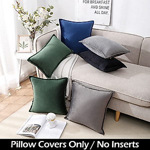 CARRIE HOME Black Velvet Throw Pillow Covers 18x18 Set of 2 Super Soft Black Pillows Decorative Throw Pillows for Couch Sofa and Living Room