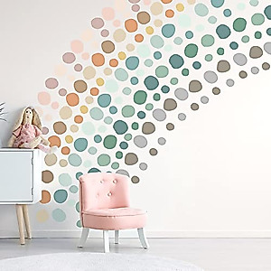 Epakh Christmas Polka Dots Wall Decal Gifts Boho Rainbow Wall Sticker for Kids Girls Bedroom Living Room Classroom Playroom Decor Wallpaper Boho Vinyl Removable Art Sticker(Light Colors, 8 Sheets)