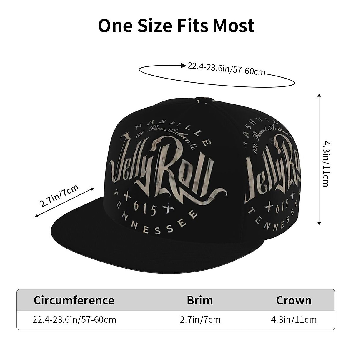 kingscom Jelly Singer Roll Hat Flat-Brimmed Baseball Cap Dad Ball Hat Snapback Hip Hop Cap for Men and Women Black